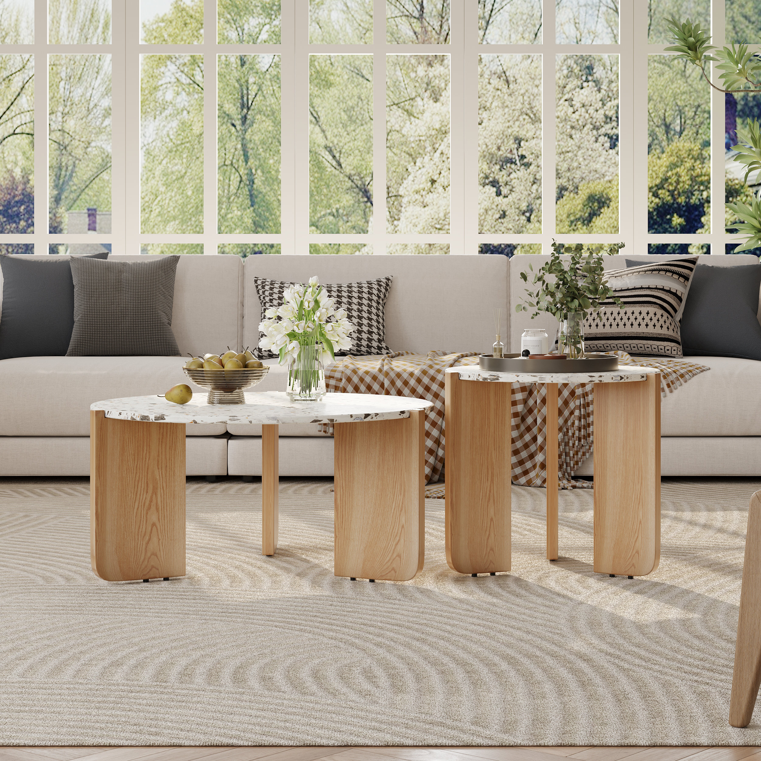 Brayden Studio® Elegant Terrazzo & Solid Wood Coffee Table Set – Modern ...