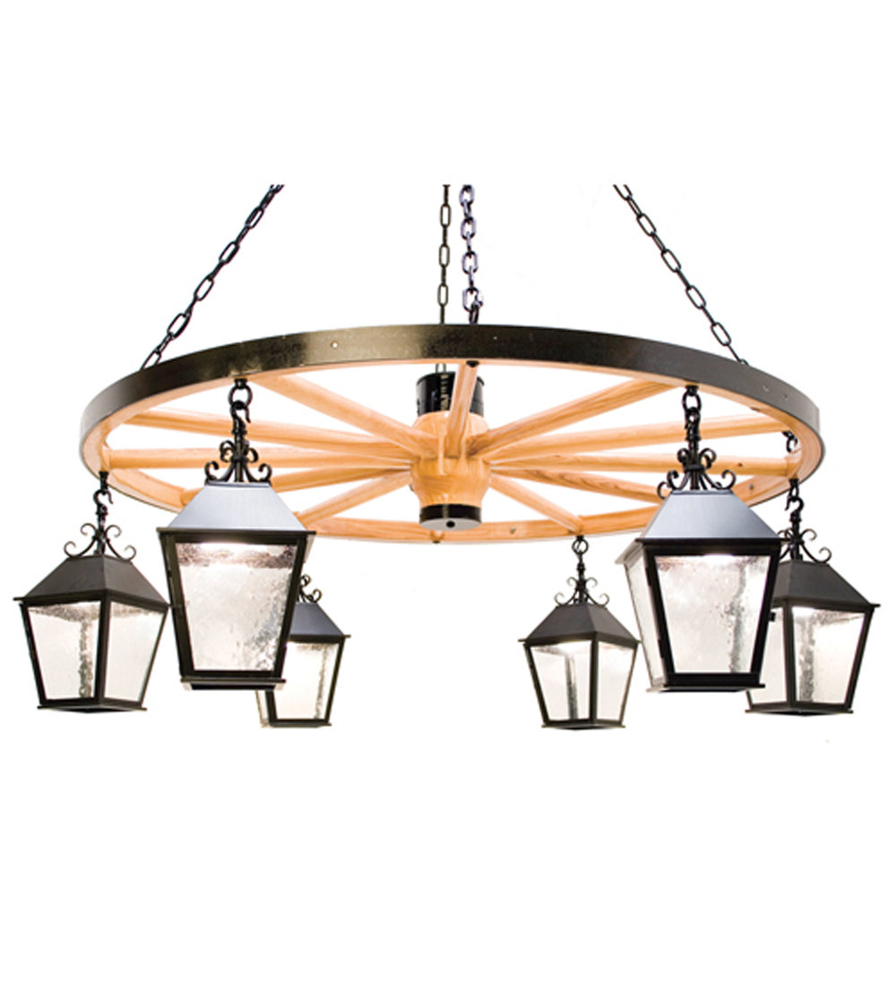 Meyda Lighting Silverton 6 - Light Lantern Wagon Wheel Chandelier | Wayfair
