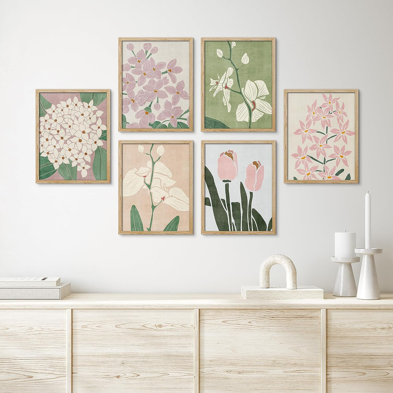 SIGNLEADER " SIGNLEADER Framed Poster Blush Pink Pastel Wildflower Art ...