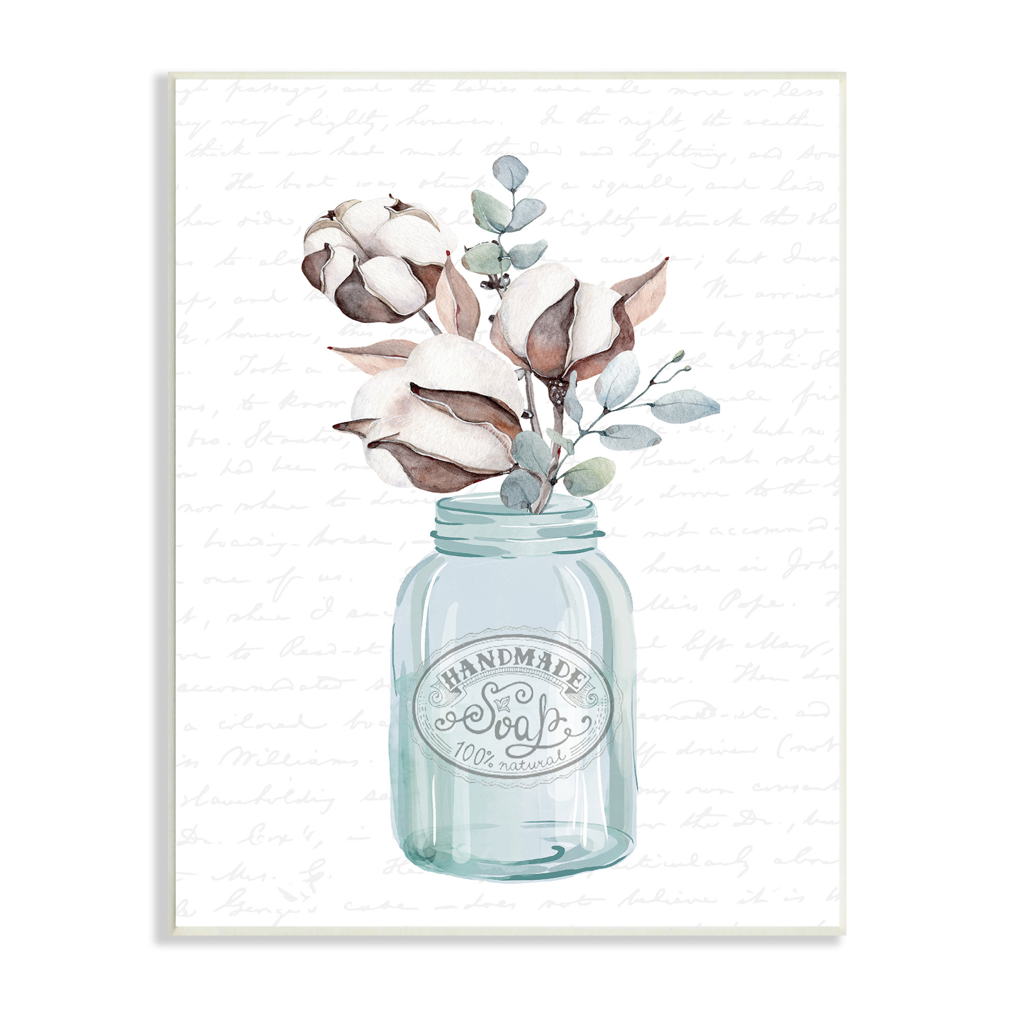 Stupell Industries Rustic Brown Flower Plant Sprigs Vintage Jar Cursive ...