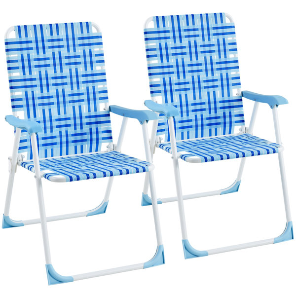 Yaheetech Patio Webbed Folding Chairs Nylon Fabric Portable Lawn Chairs ...