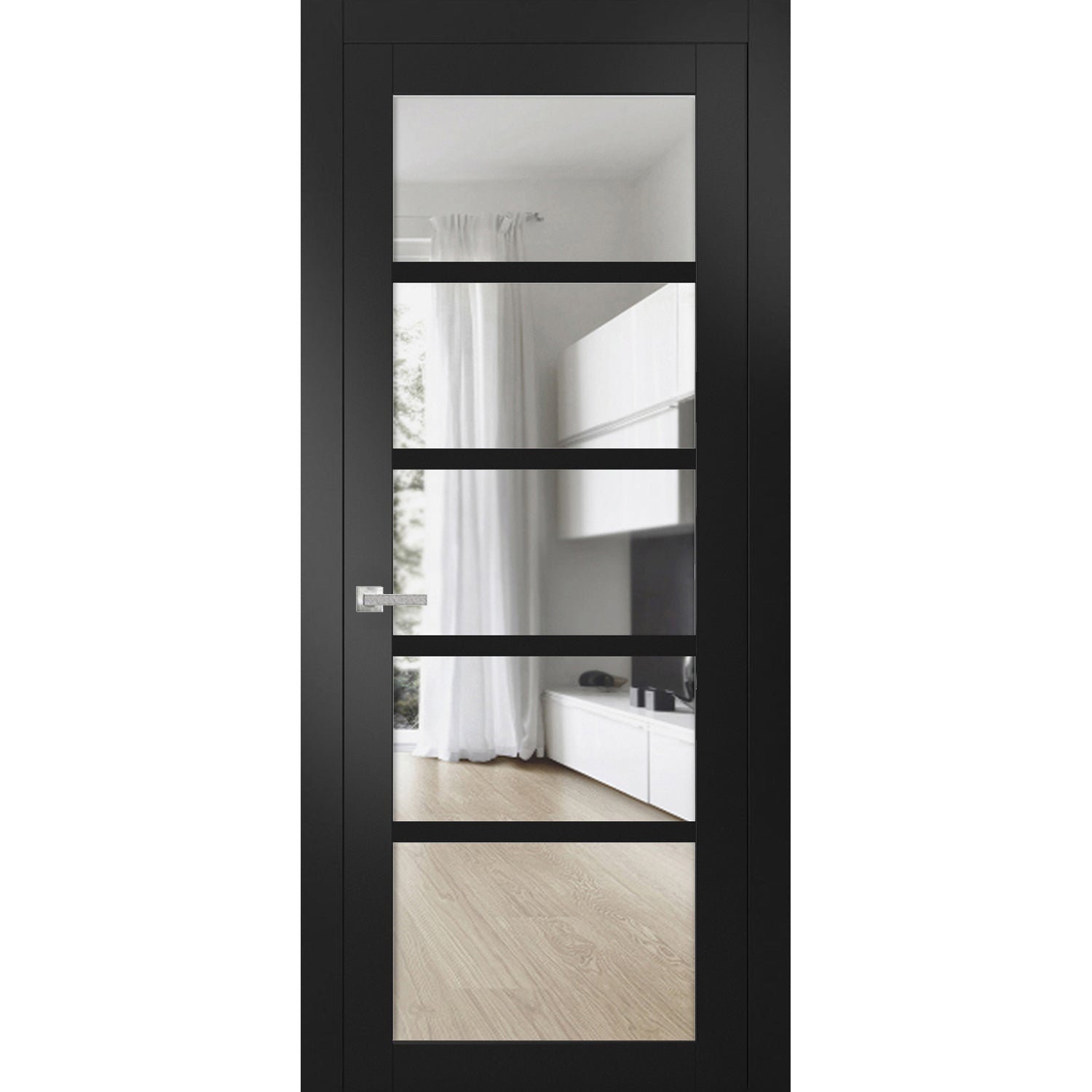 SARTODOORS Quadro Clear Glass Paneled Solid Manufactured Wood Standard ...