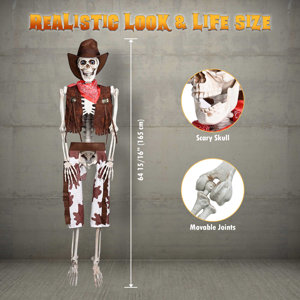 The Holiday Aisle® Kaytlynne Yescom Life Size Skeleton Poseable, Full ...