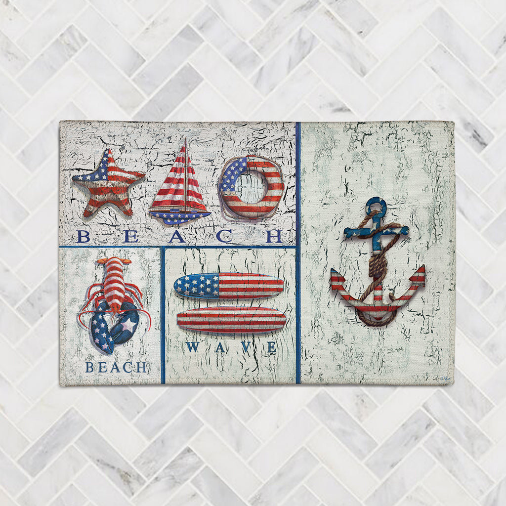 Laural Home Patriotic Coastal Mix Chenille Rug | Wayfair