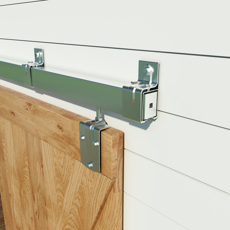JUBEST Box Rail Exterior Barn Door Hardware Kit, Heavy Duty Sliding ...
