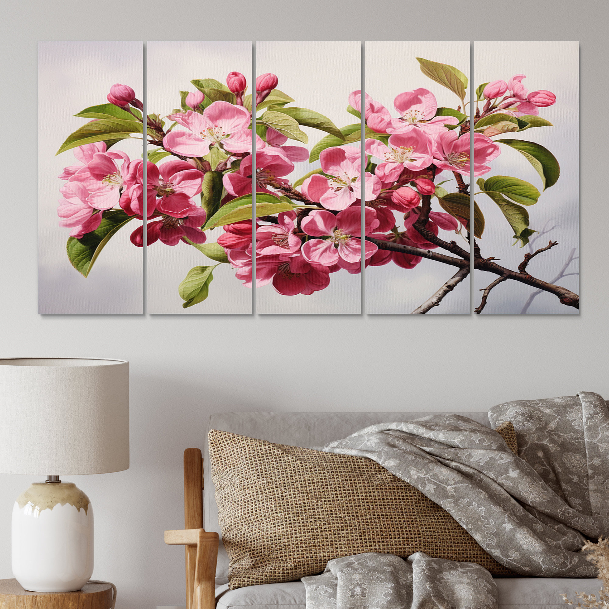 Winston Porter Apple Blossom Realistic Botanical 5 Pieces | Wayfair