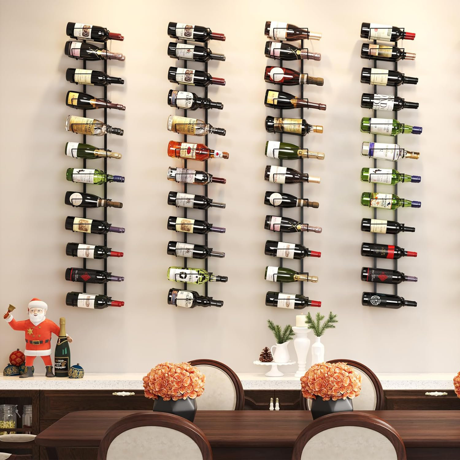 Rebrilliant 24 Bottles Wall Mounted Wine Rack,Adjustable Height ...