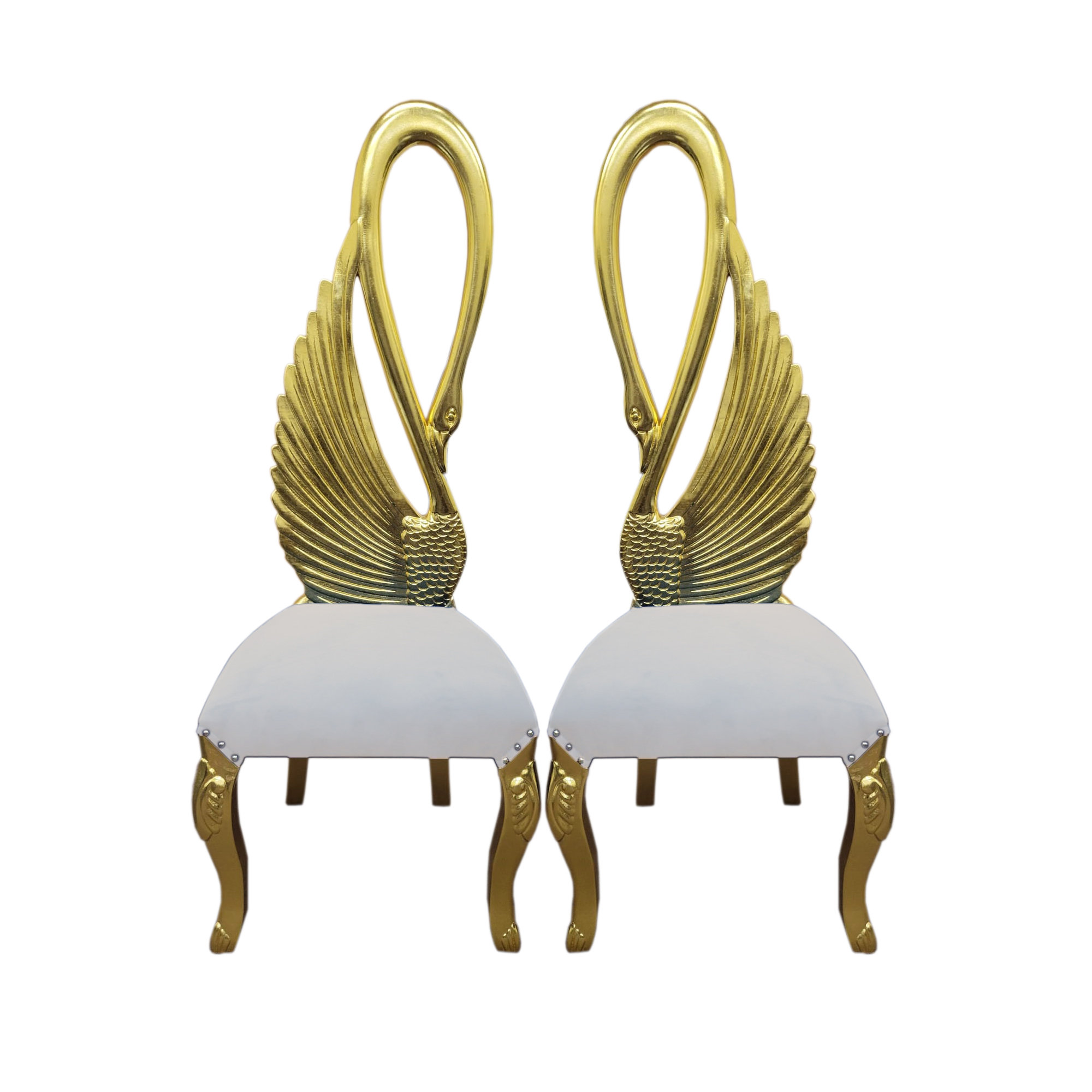 Rosdorf Park Infinity Gold Swan Chairs With Upholstery | Wayfair