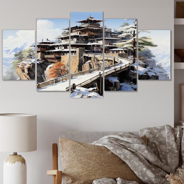 Design Art Asian Art Tibetan Monastery VII - Asian Metal Wall Art Set ...