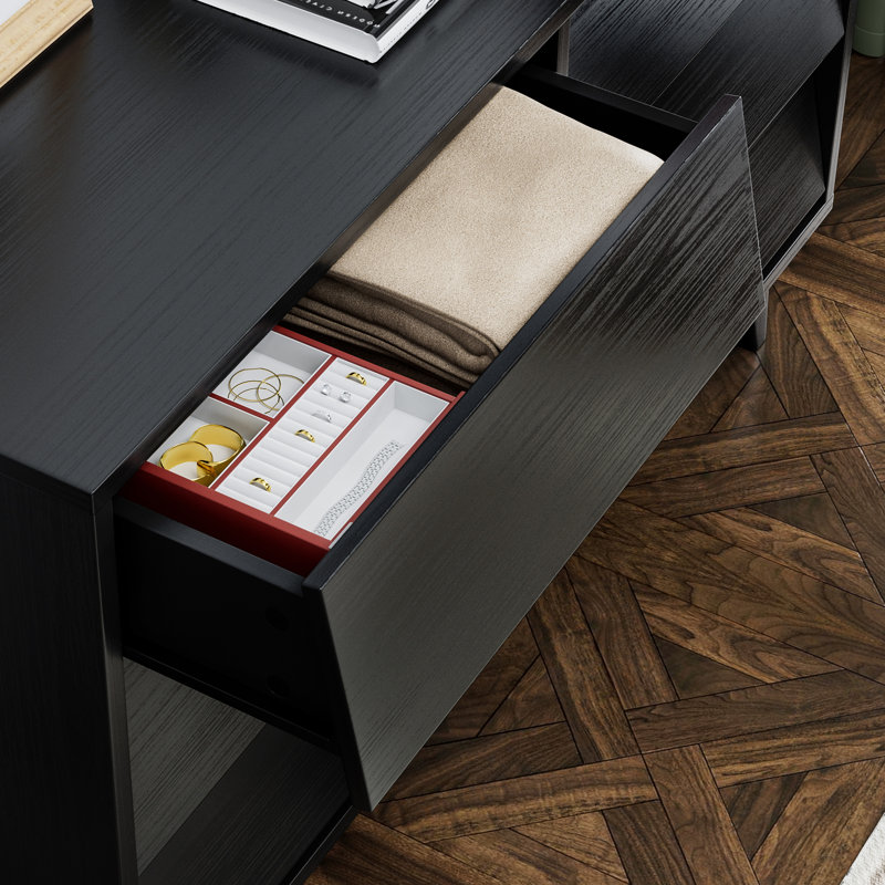 George Oliver Vintage Bevel Design Wood Double Dresser With 6 Drawers ...