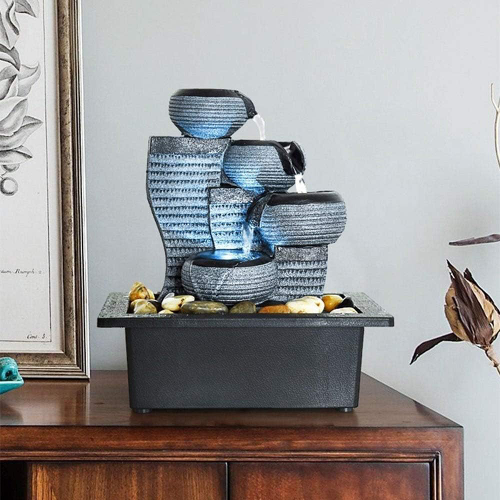 Union Rustic Indoor Portable Waterfall Tabletop Fountains W/Led Lights ...