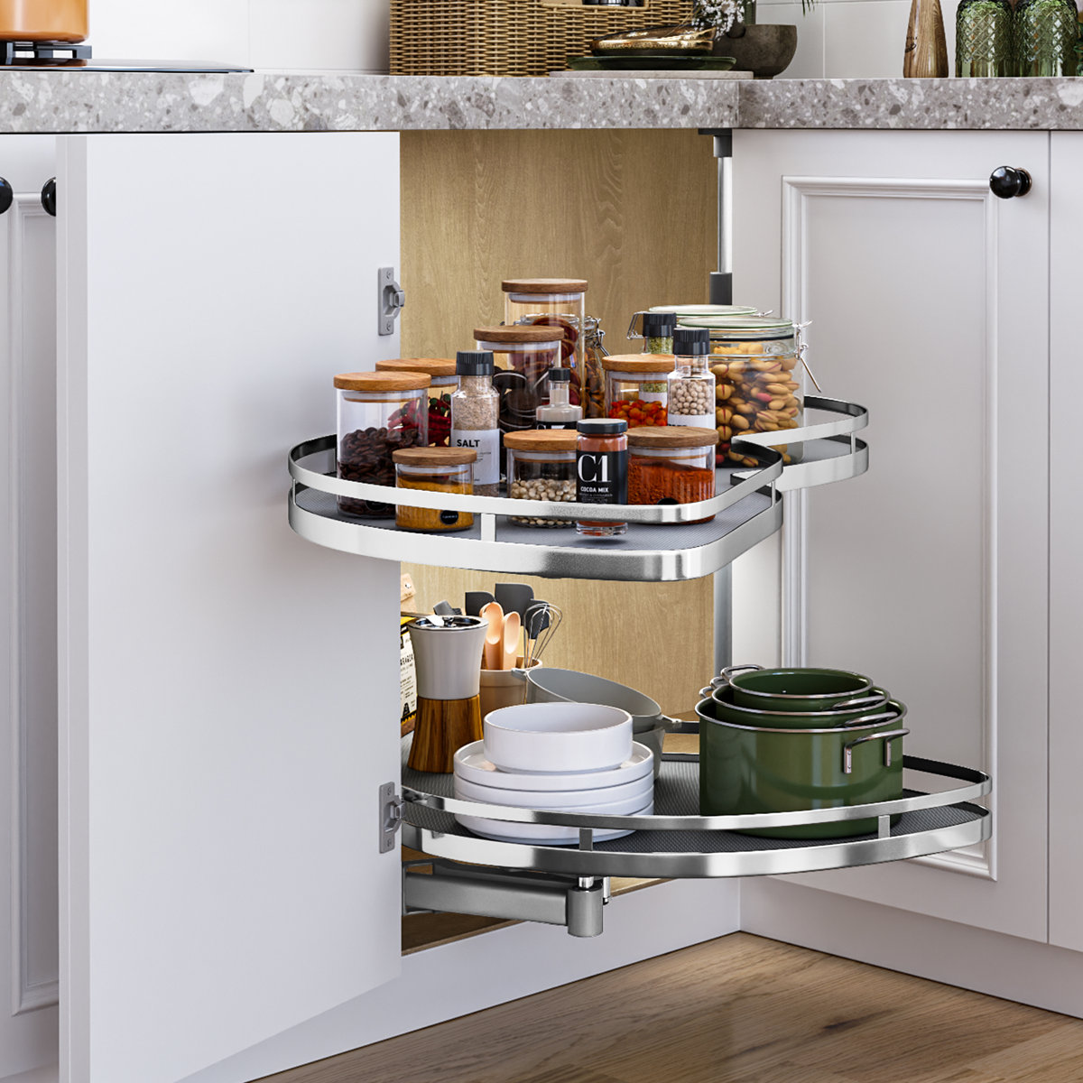 Mint Pantry® Balconera Swing Left Blind Corner Kitchen Cabinet Pull Out ...