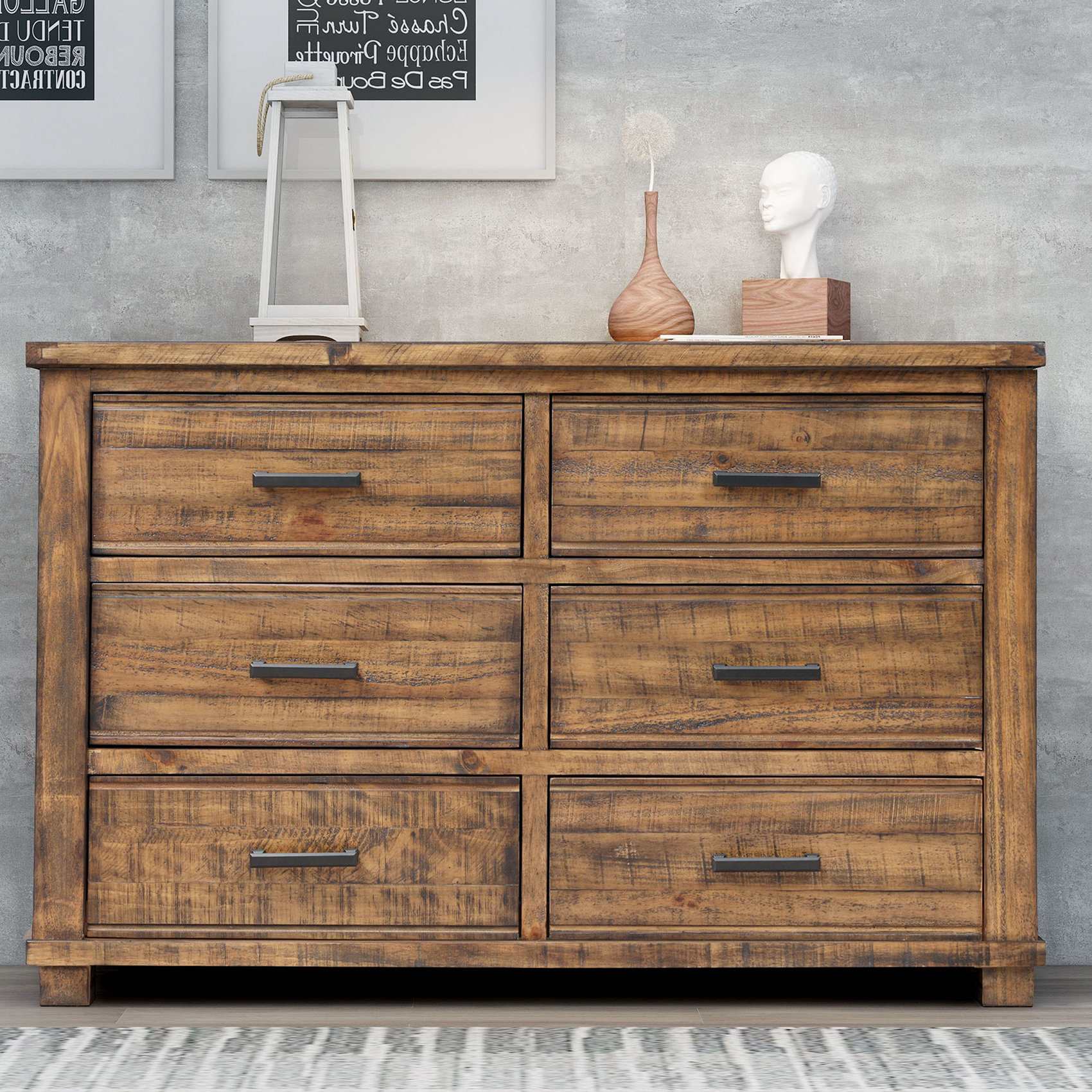 Loon Peak Ermalinda 6 Drawer 56" W Solid Wood Double Dresser - Wayfair ...