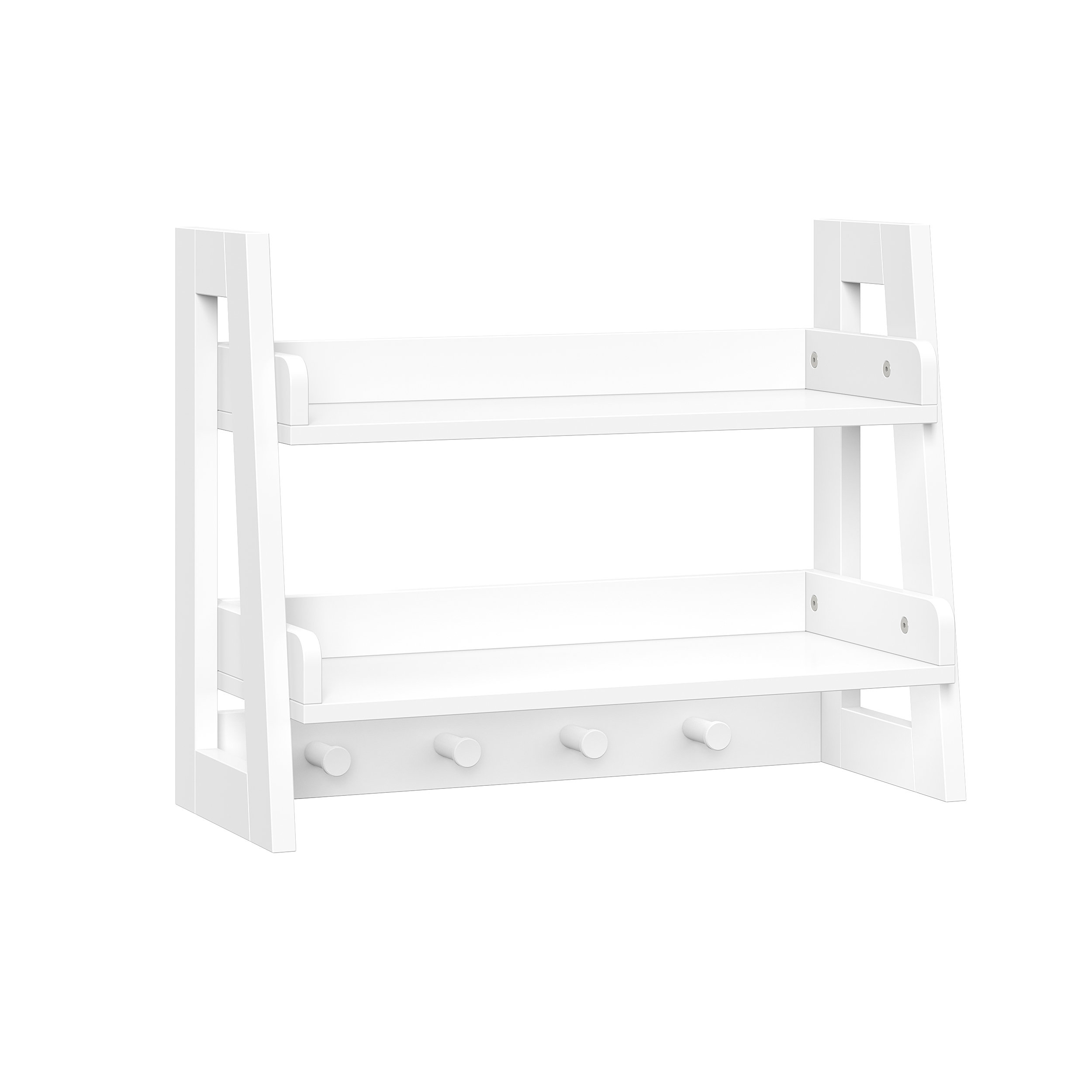RiverRidge Home Amery 2-Tier Ladder Wall Shelf with Hooks - White ...