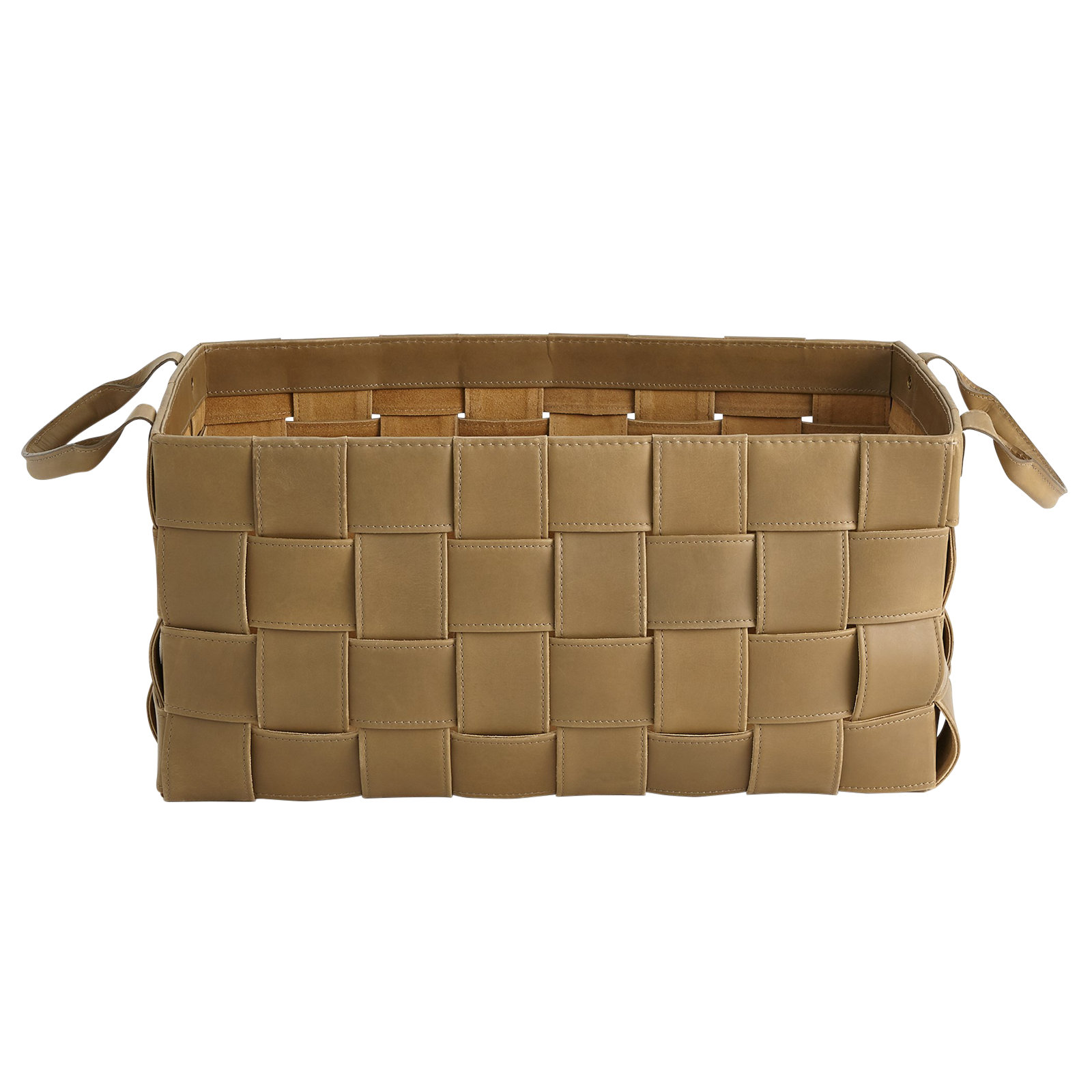 Global Views Soft Woven Leather Basket-Putty - Wayfair Canada