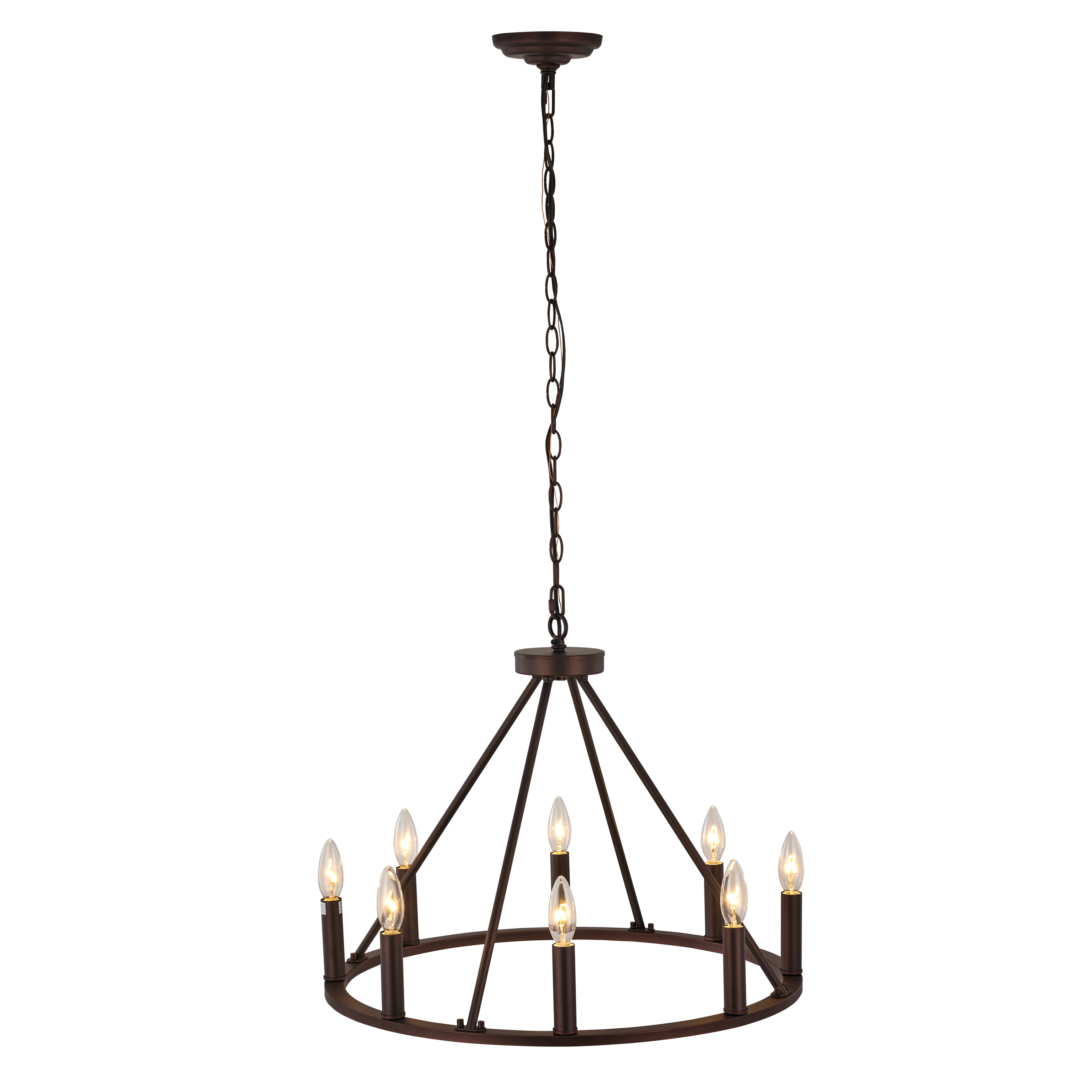 Gracie Oaks 8 Light 23 Inch Wagon Wheel Pendant Light In Oill Rubbed ...
