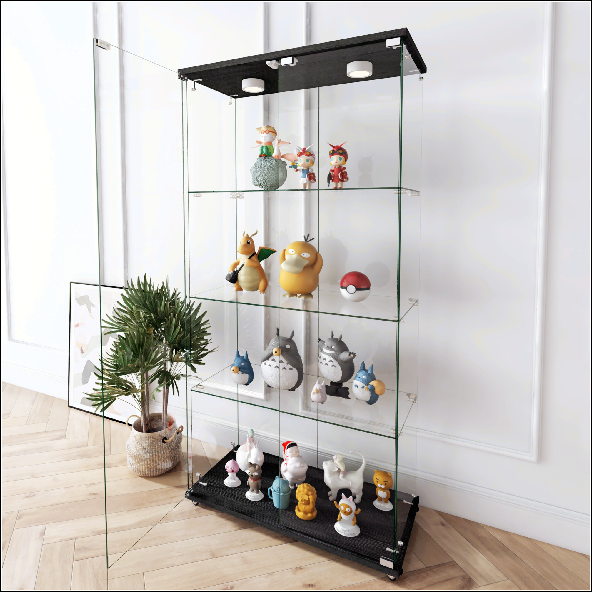 Ivy Bronx Modern Glass Display Cabinet With LED Lights | Wayfair