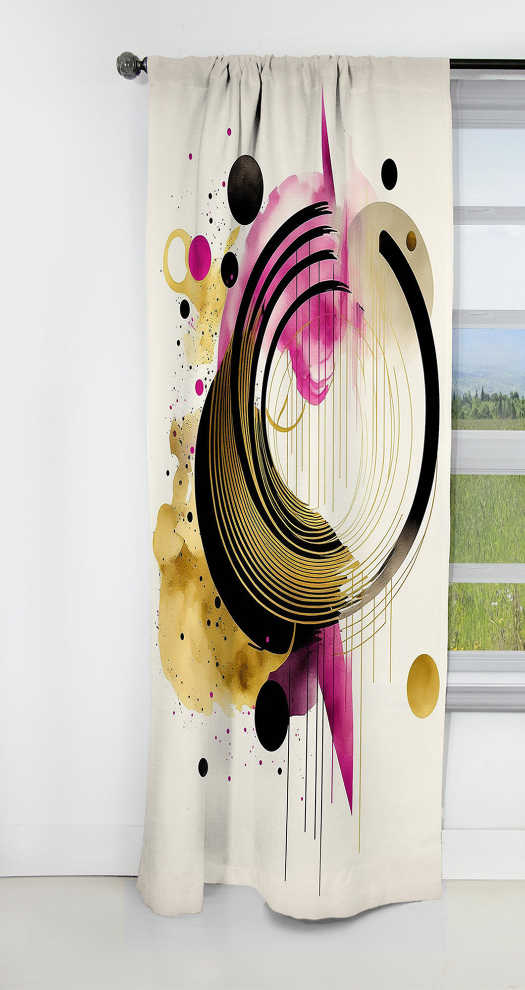 East Urban Home Trotman - Abstract Curtain - Blackout Geometric Curtain ...