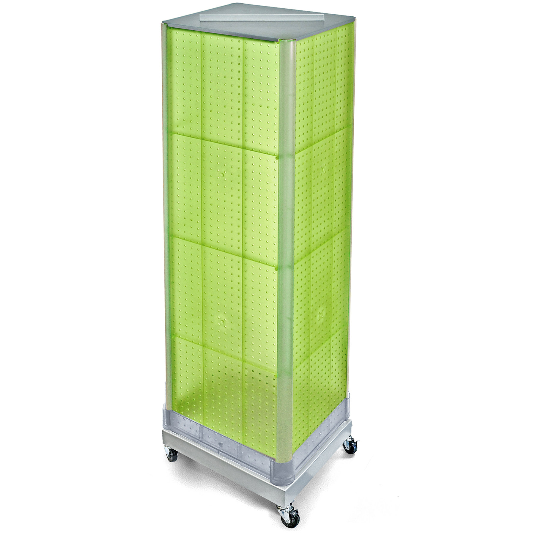 Azar Displays Green Four-sided Peg Sq Tower With Wheeled Metal Base ...