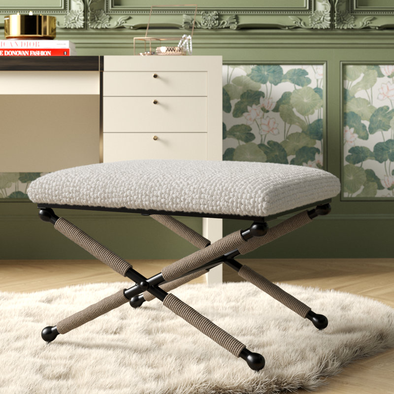Wade Logan® Behlau Ivory Boucle Single Accent Stool & Reviews | Wayfair