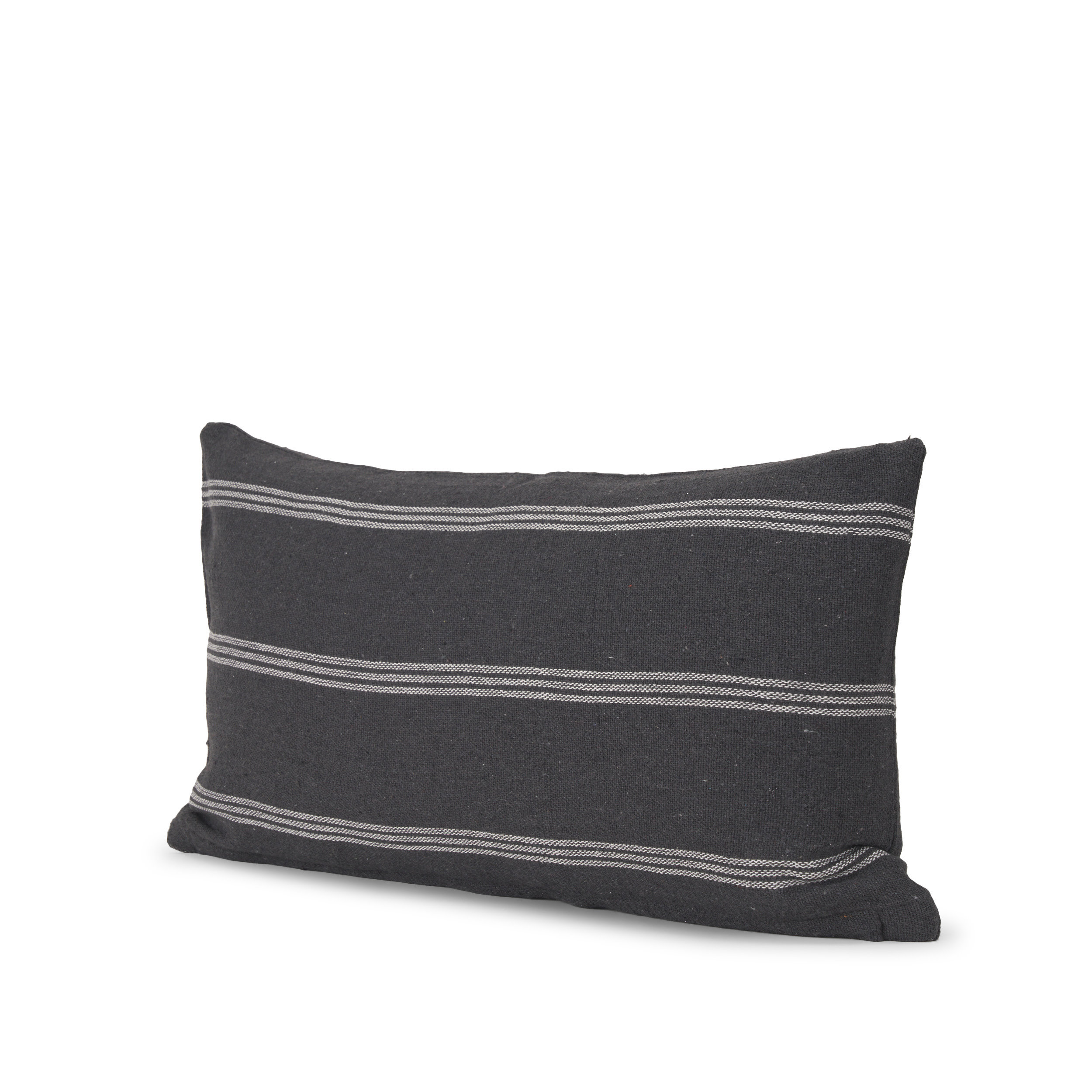Mercana Jayme Gray And White Striped Cotton Decorative Lumbar Pillow ...