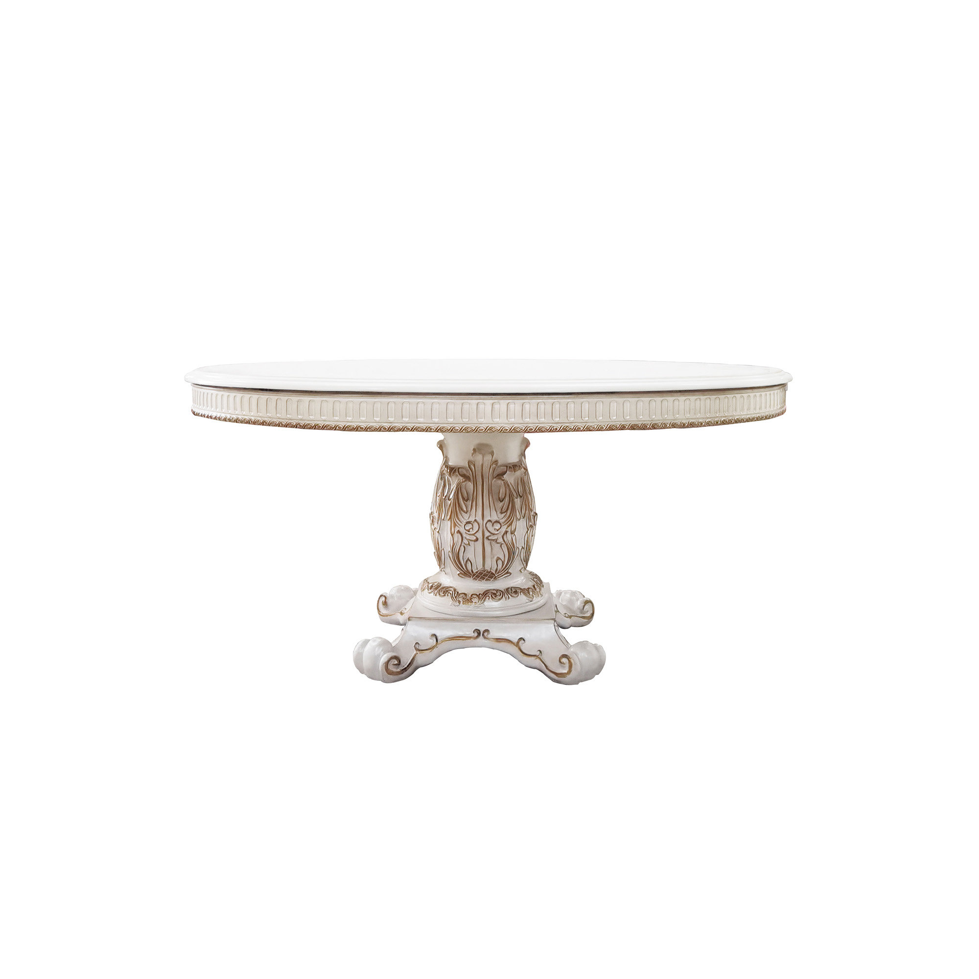 Rosdorf Park Antique Pearl Dining Table With Oversized Pedestal And ...