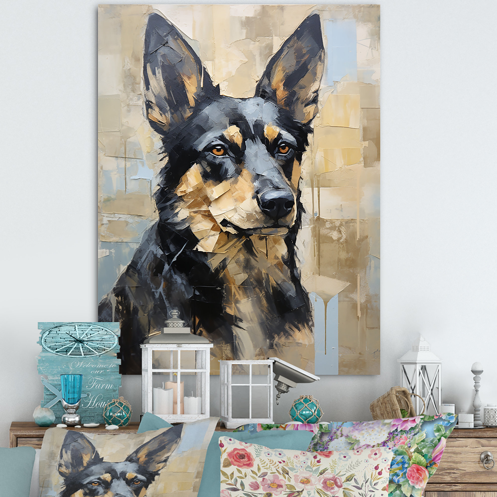Winston Porter Funny German Shepherd Portrait On Canvas Print | Wayfair