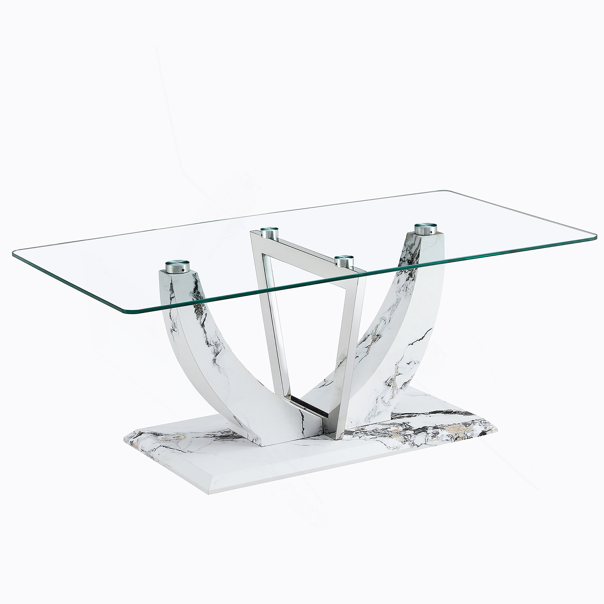Wrought Studio™ Modern minimalist transparent tempered glass coffee ...