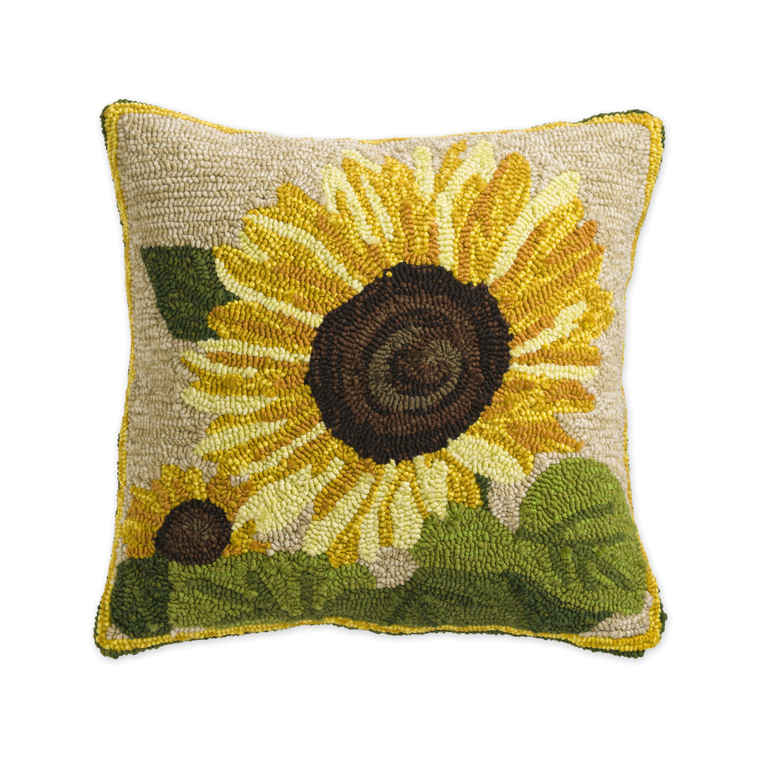 Evergreen Enterprises, Inc. Indoor Outdoor Hooked Pillow Sunflower ...