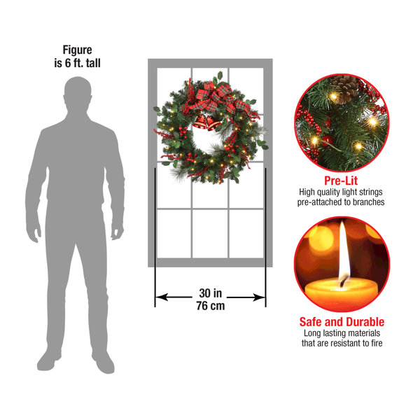 The Holiday Aisle® Decorated 30" Lighted PVC Wreath & Reviews - Wayfair ...