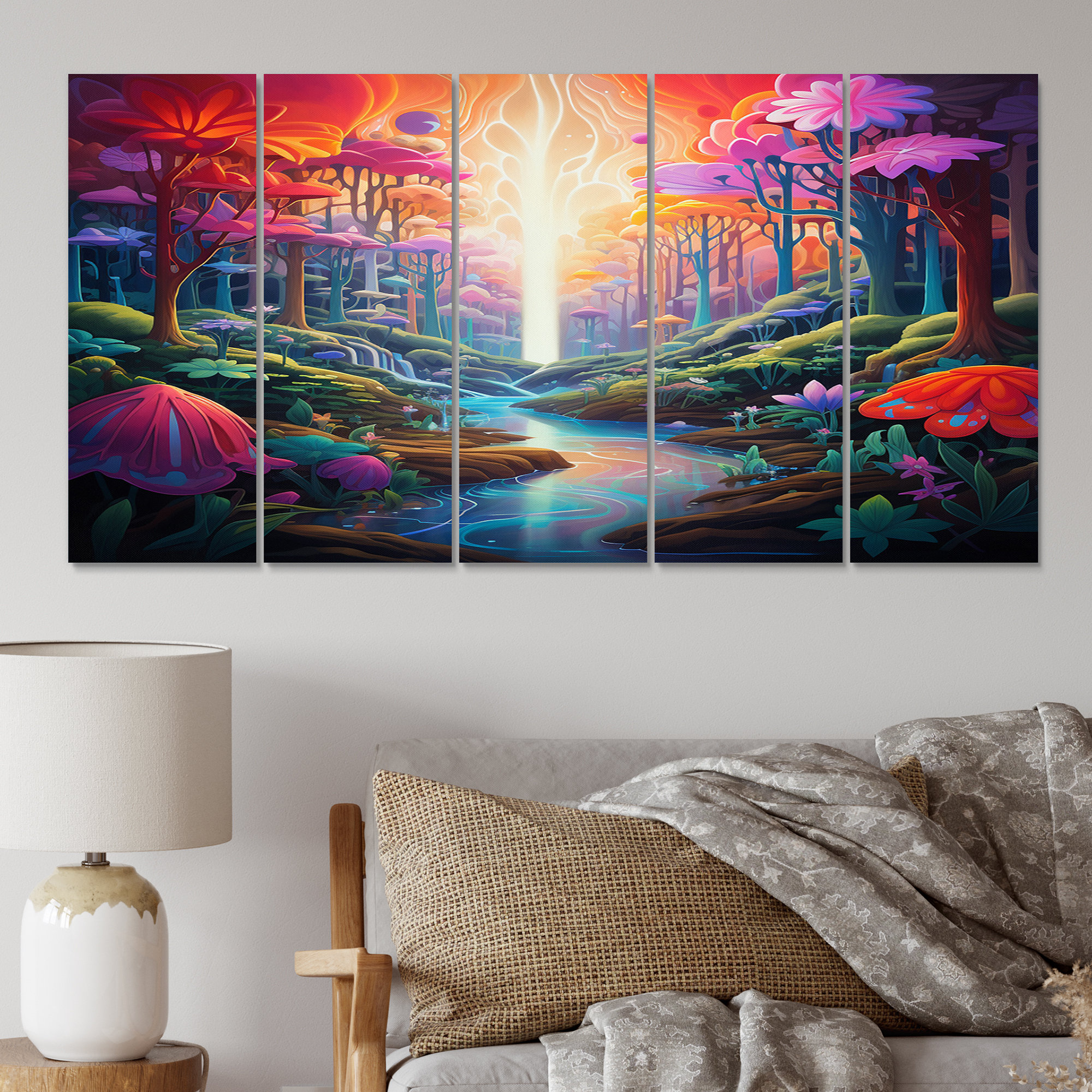 Trinx Divine Dreams Sun Rising Cosmic Forest River - Christianism Wall ...