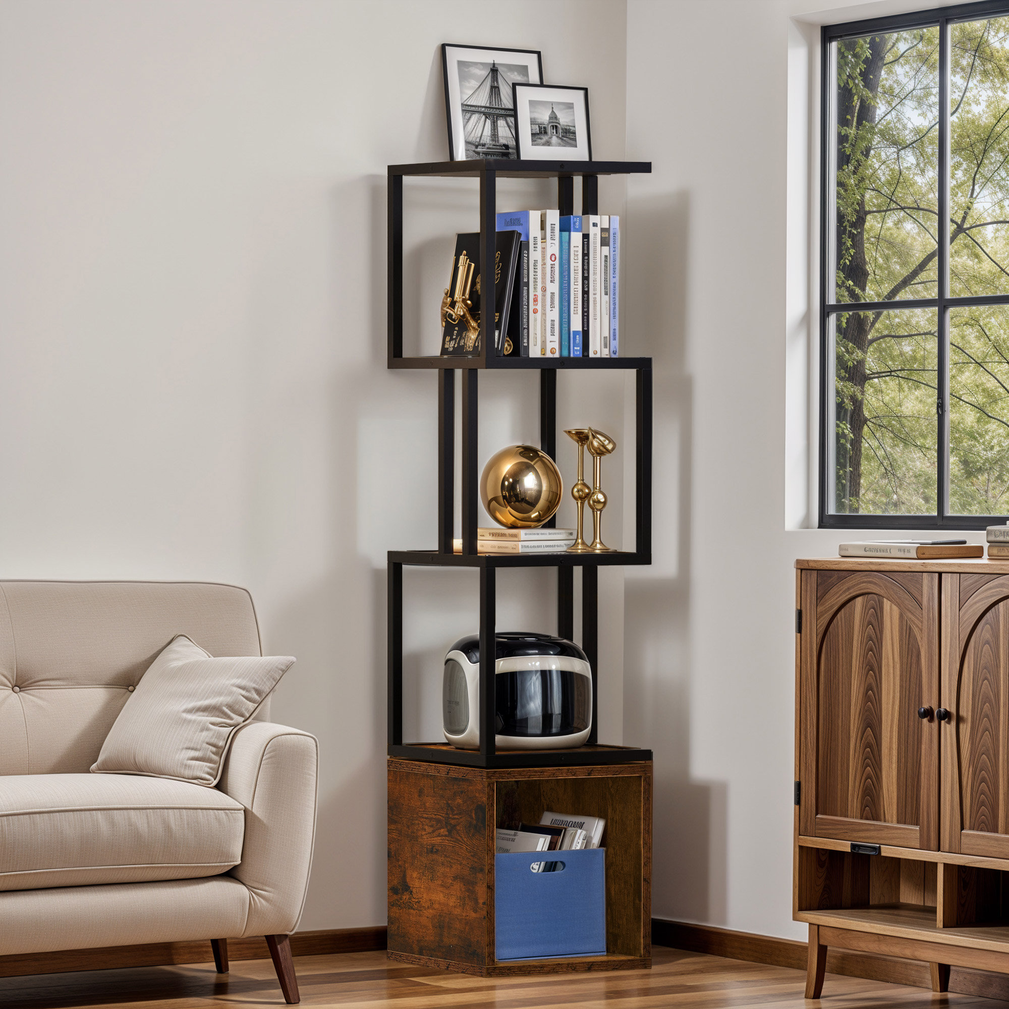 Ebern Designs 4 Tier 360° Rotating Bookcase - Wayfair Canada