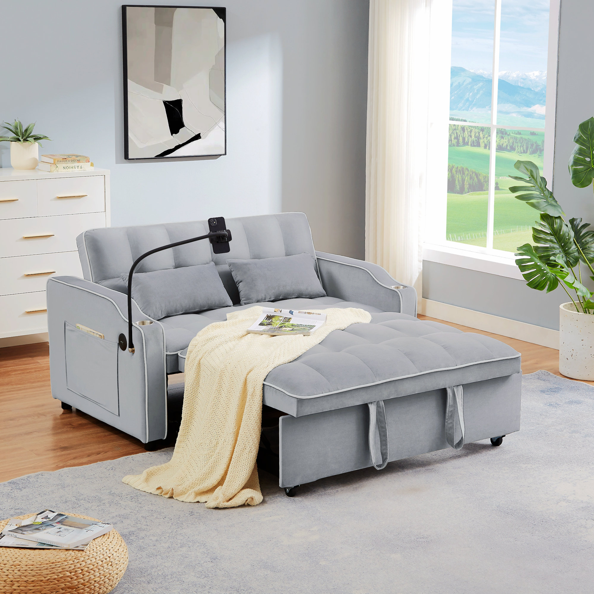 Latitude Run® Kamen Versatile Foldable Sofa Bed in 3 Lengths, Modern ...