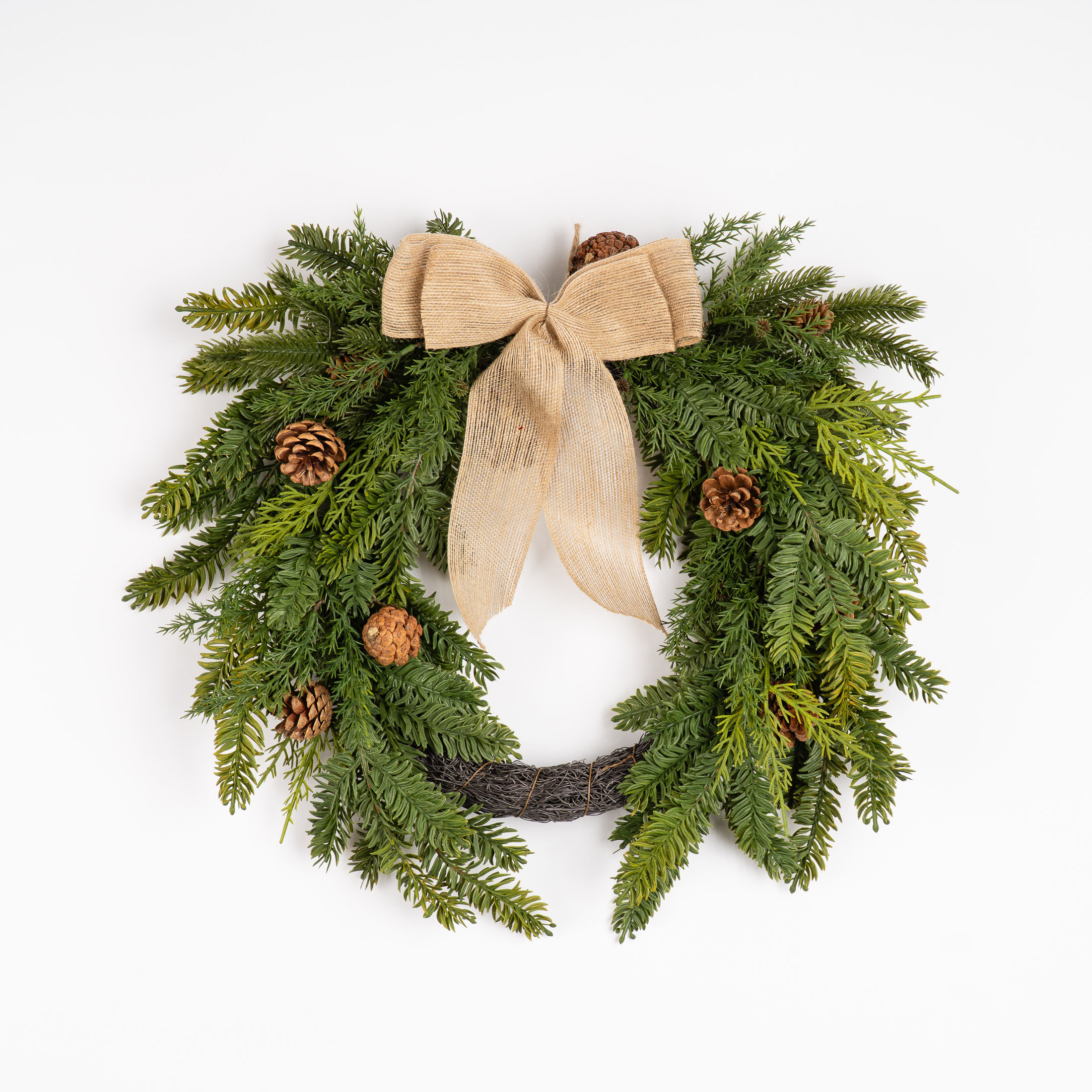 The Seasonal Aisle 50cm Real Touch Wreath with Hessian Bow | Wayfair.co.uk