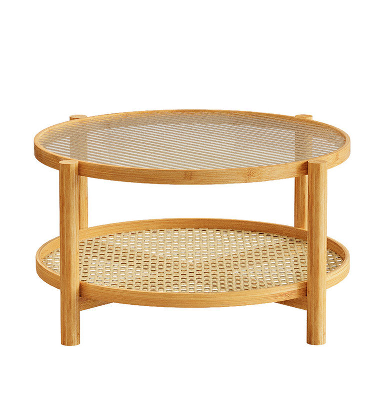 Latitude Run® Coffee Table, 2-Tier Coffee Table with Glass Top and ...