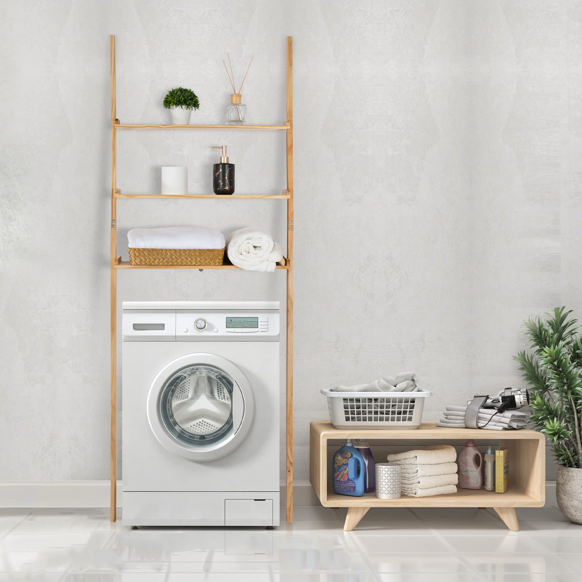 Foundry Select 3-Tier Over The Toilet Storage Space Saver Ladder Shelf ...