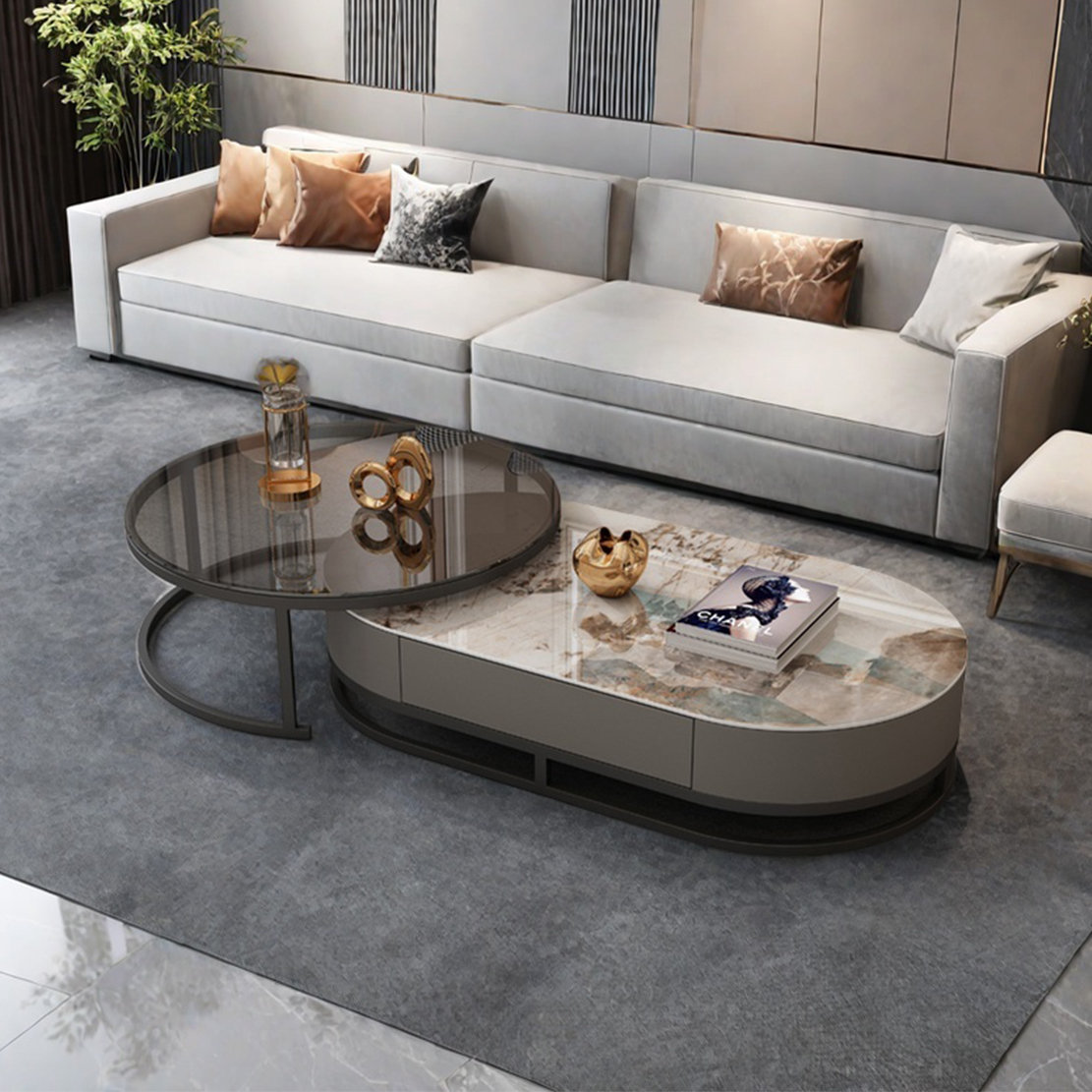 Trentastic Trails Oval rock panel coffee table combination | Wayfair