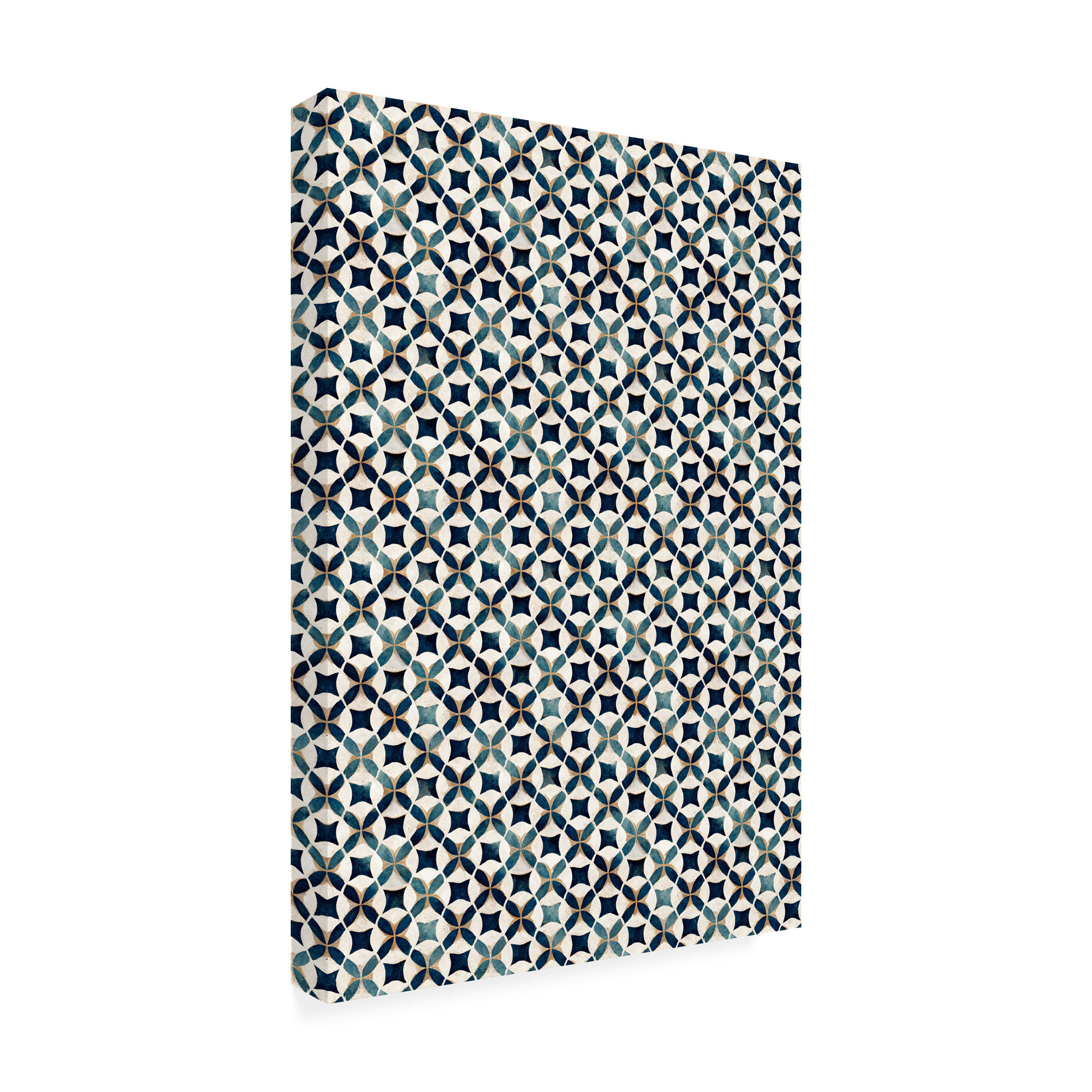 Ebern Designs Treechild Vintage Blue Beige Pattern Canvas Art - Wayfair ...