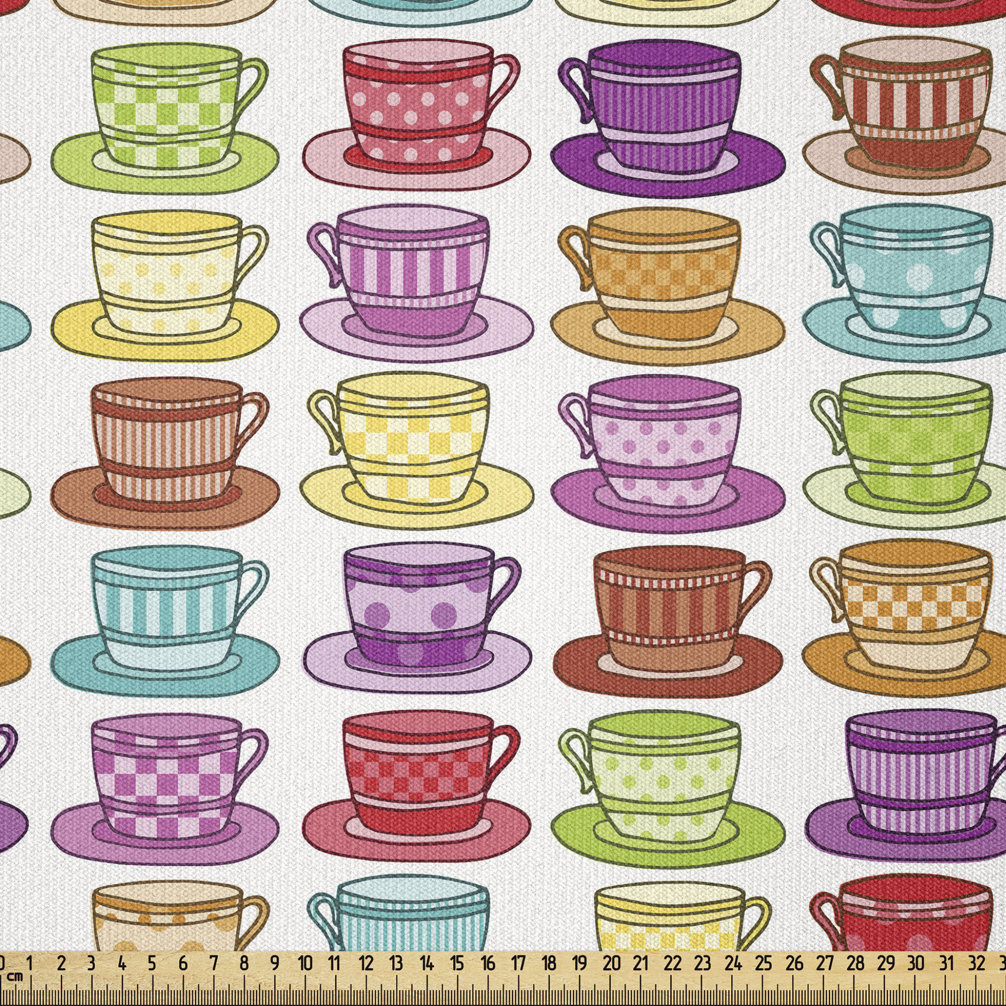 East Urban Home Tea Party Fabric By The Yard, Multicolored Teacup ...