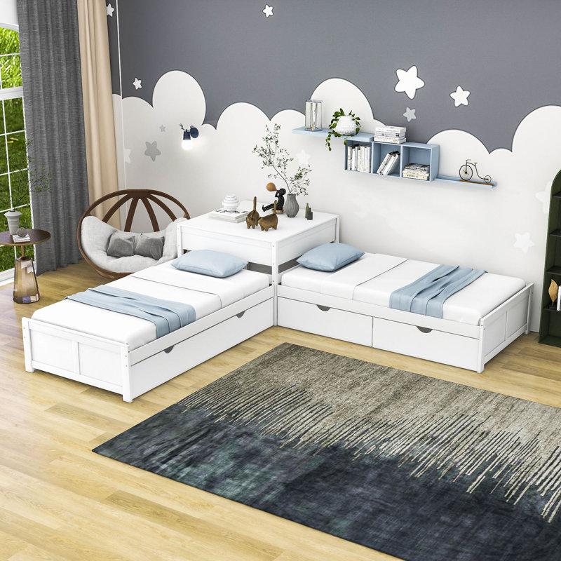 Red Barrel Studio® Kids Twin Bed with Trundle with Drawers & Reviews ...