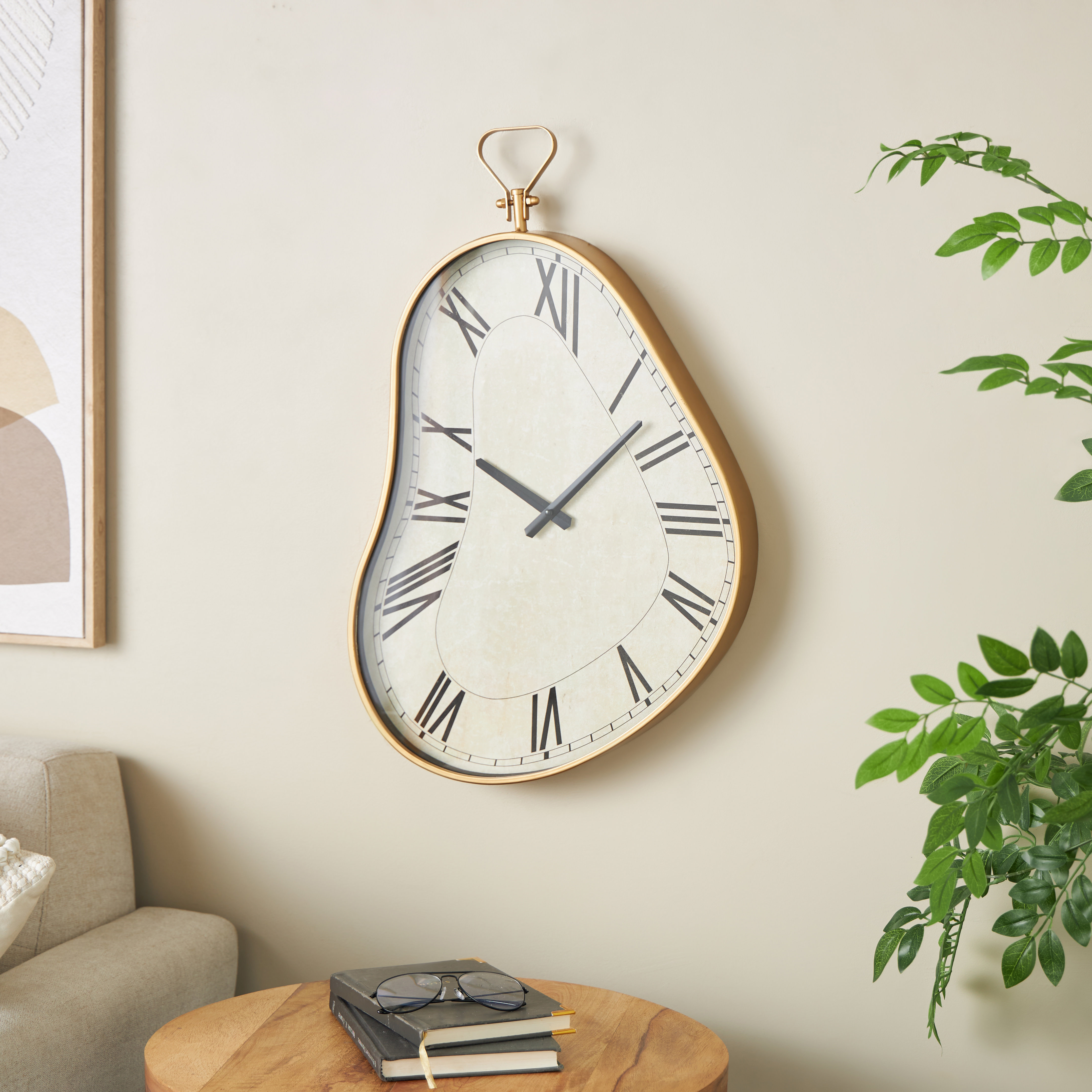 Wrought Studio™ Cole And Grey Metal Wavy Decorative Wall Clock With ...