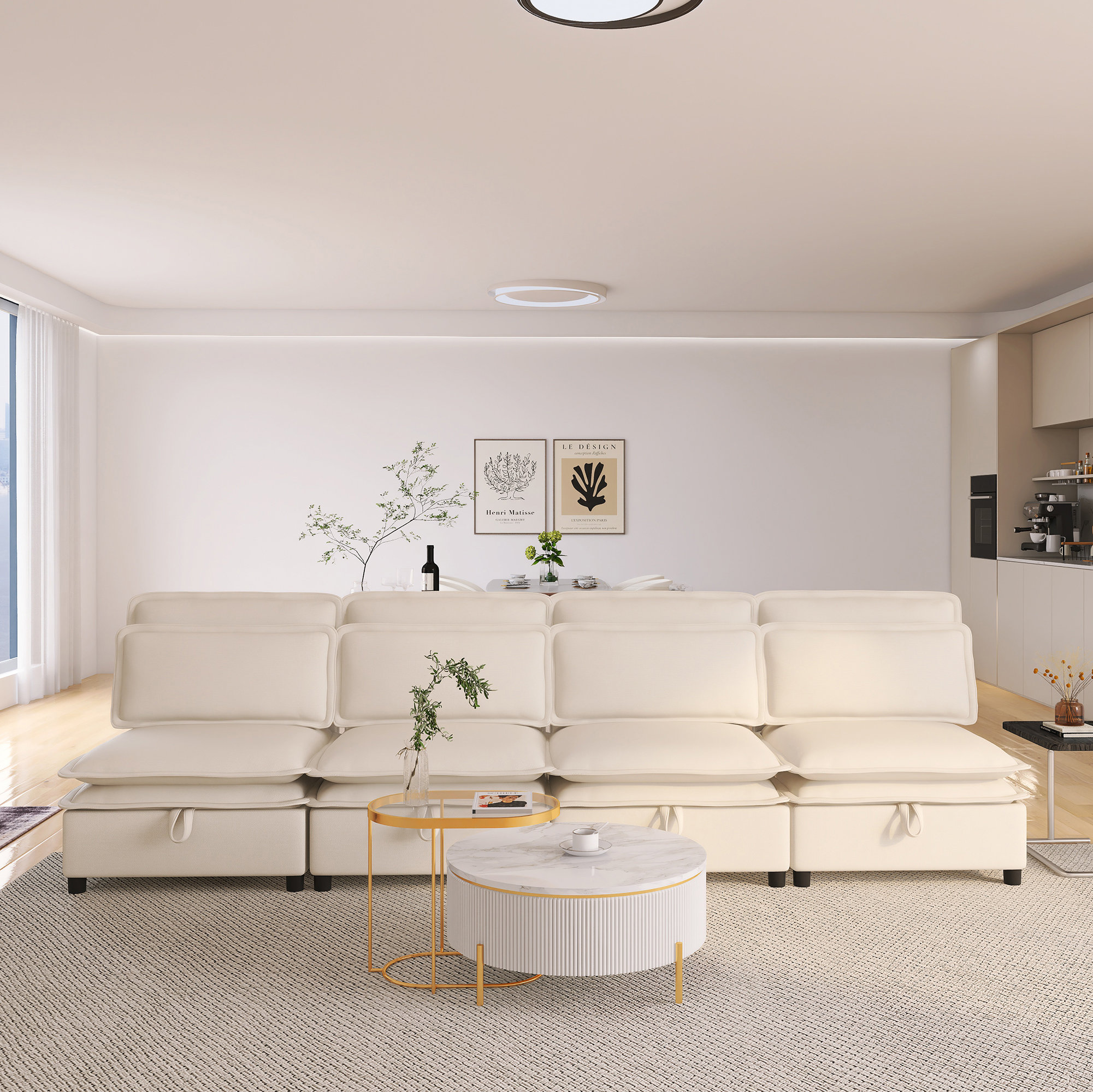 Latitude Run® U-Style Double-Layer Cushion Modular Sofa With Storage ...