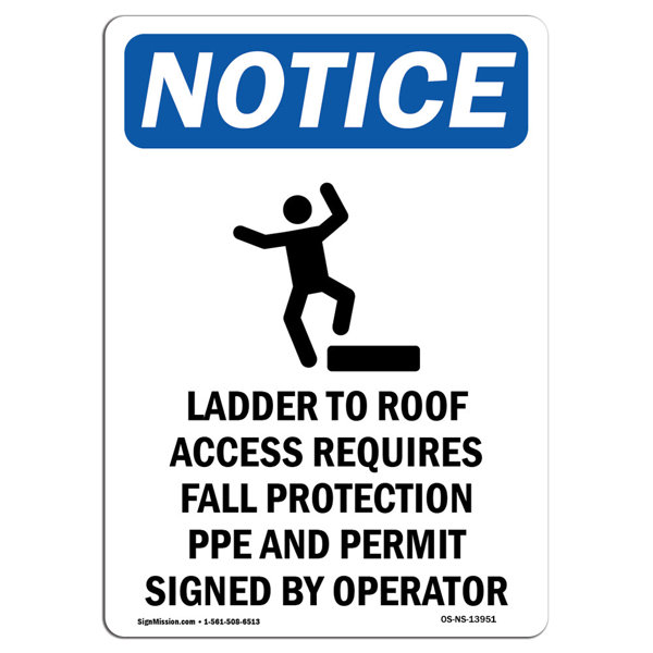 SignMission Ladder to Roof Access Sign with Symbol | Wayfair