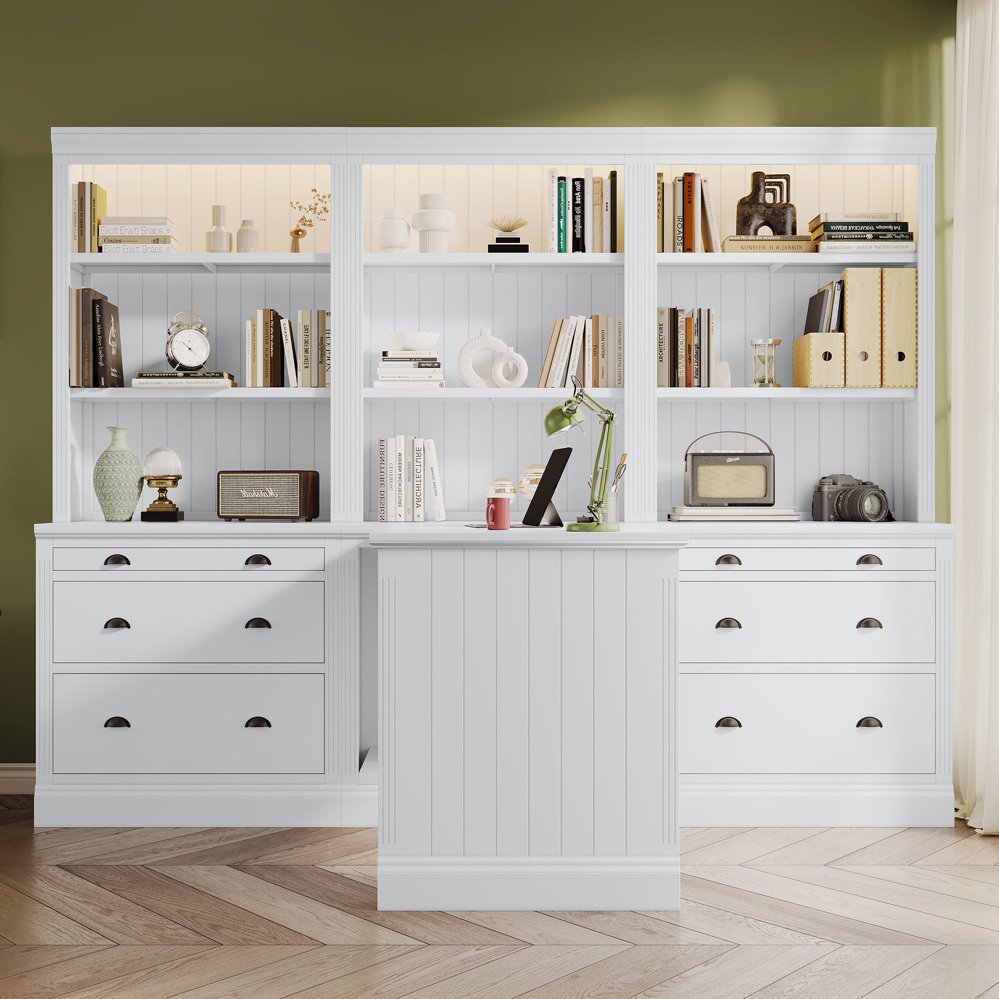 Gracie Oaks Arasch 83.4" H x 35.8" W Solid Wood Library Bookcase | Wayfair