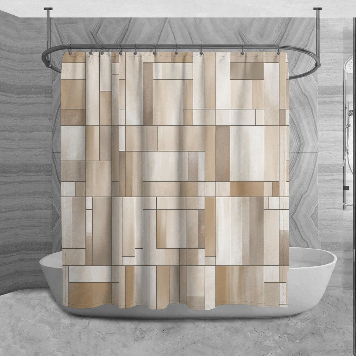 East Urban Home Laporscha Geometric Shower Curtain | Wayfair