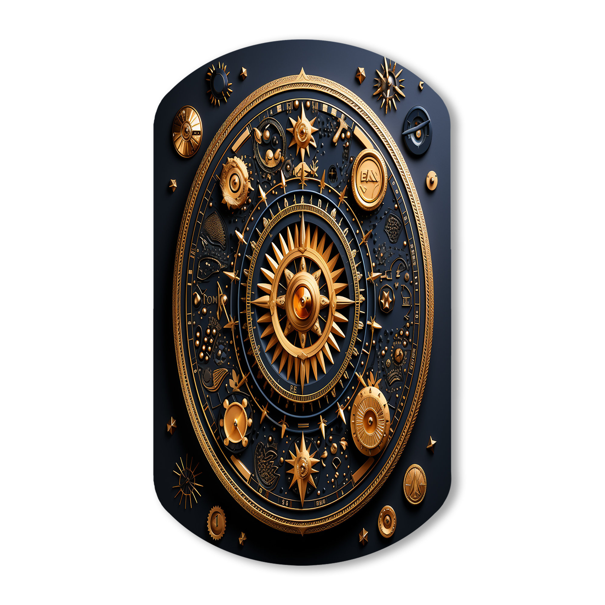 Design Art Ancient Compass Geometric In Gold And Blue - Modern ...