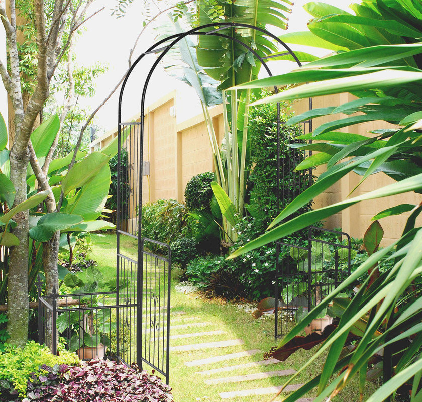 IRHOMA Garden Arch Gate with Lock - Black, Trellis Sides for Climbing ...