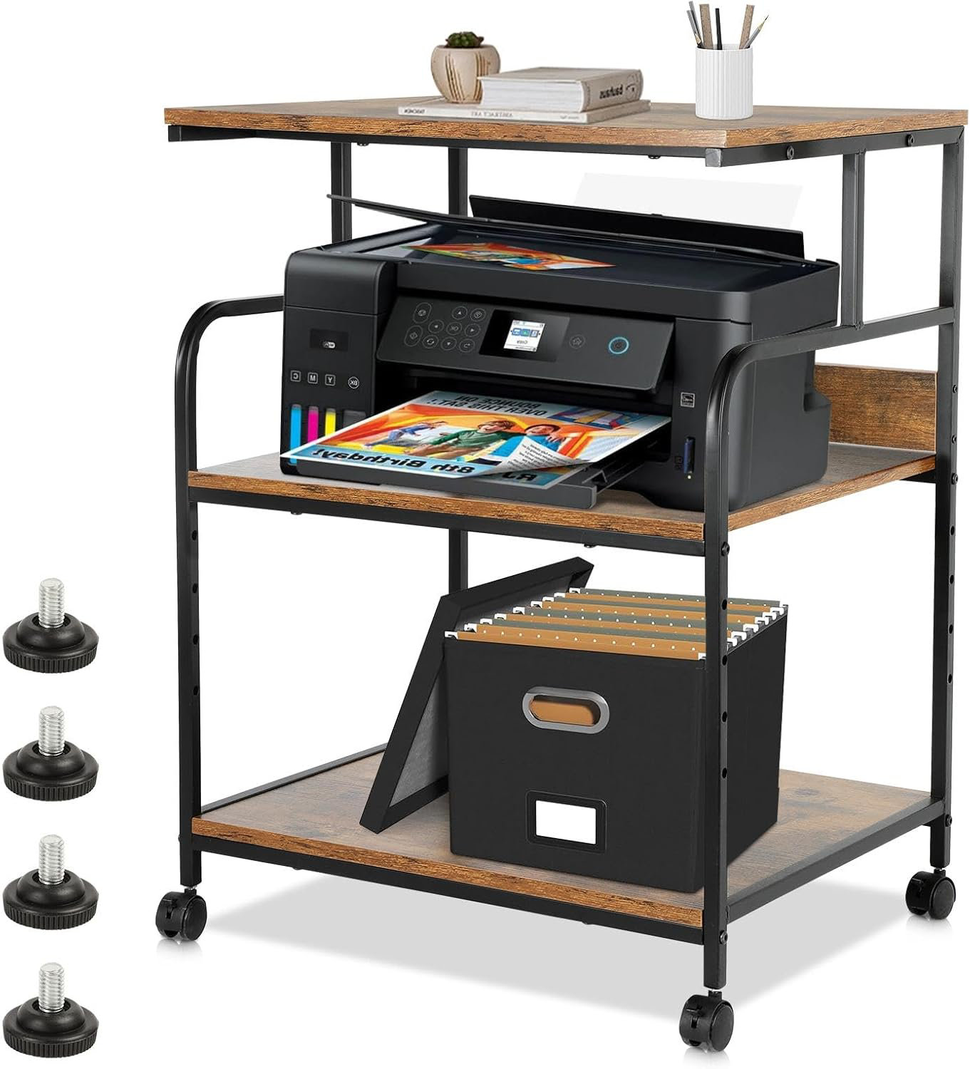 BY Family Industrial Heavy-Duty Printer Stand With Adjustable Storage ...