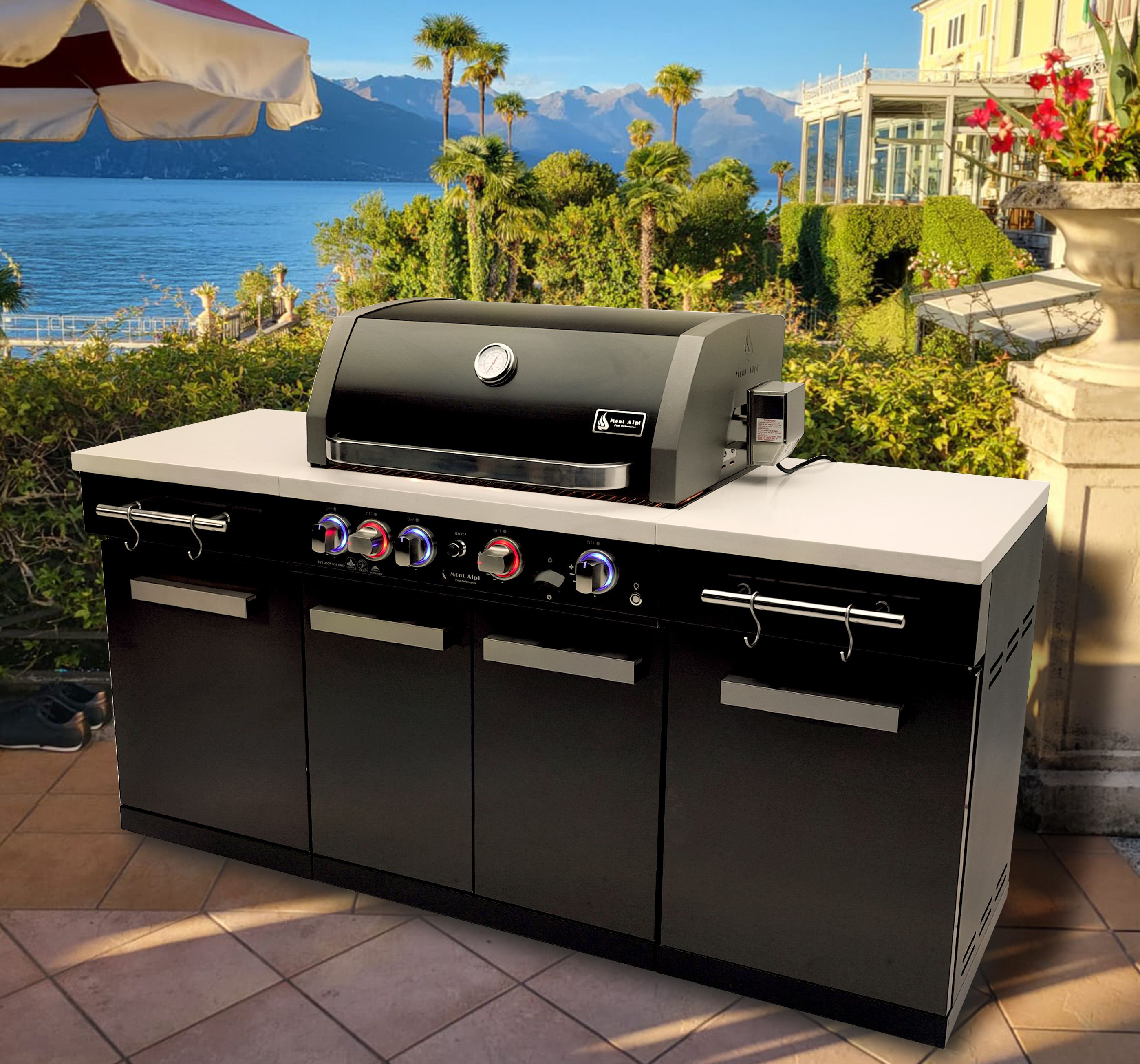 Mont Alpi MA-957 5-Burner 63000 BTU Black Stainless Steel Outdoor ...