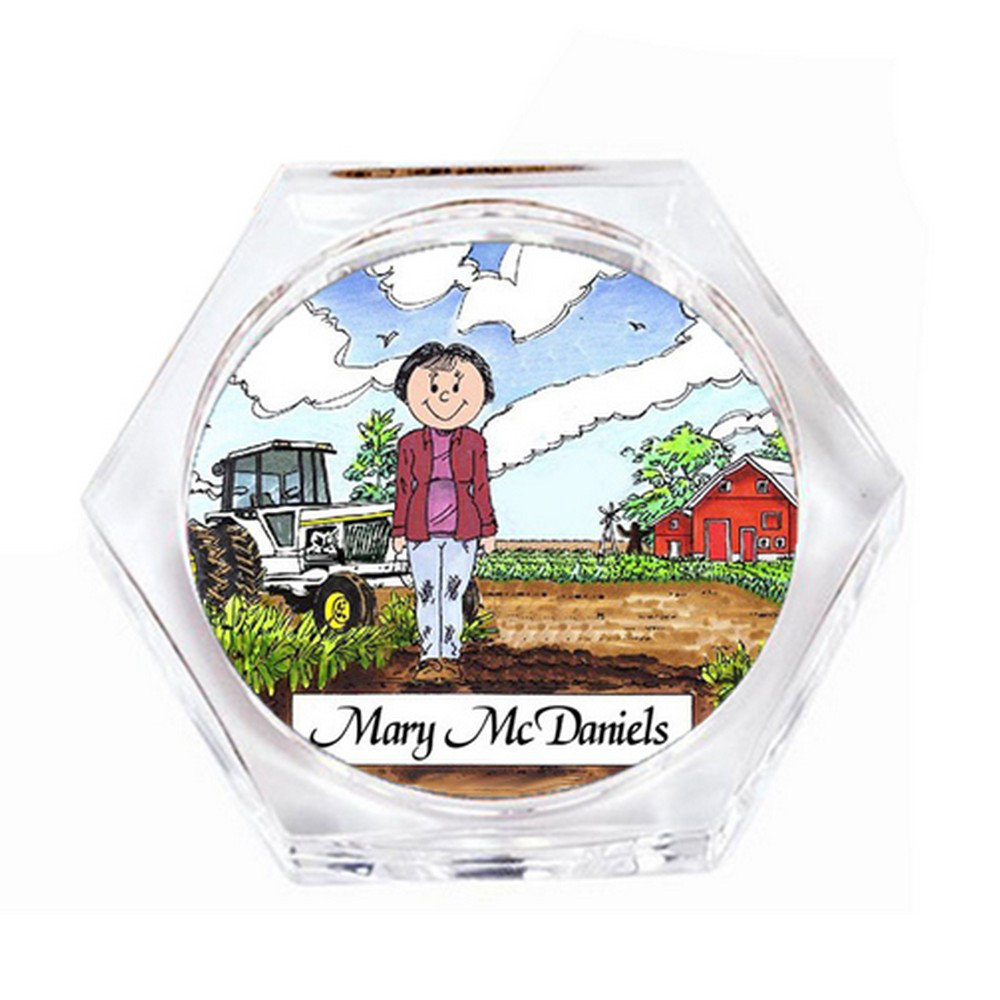 Printed Perfection Personalized Farmer - Female, White Tractor Drink ...